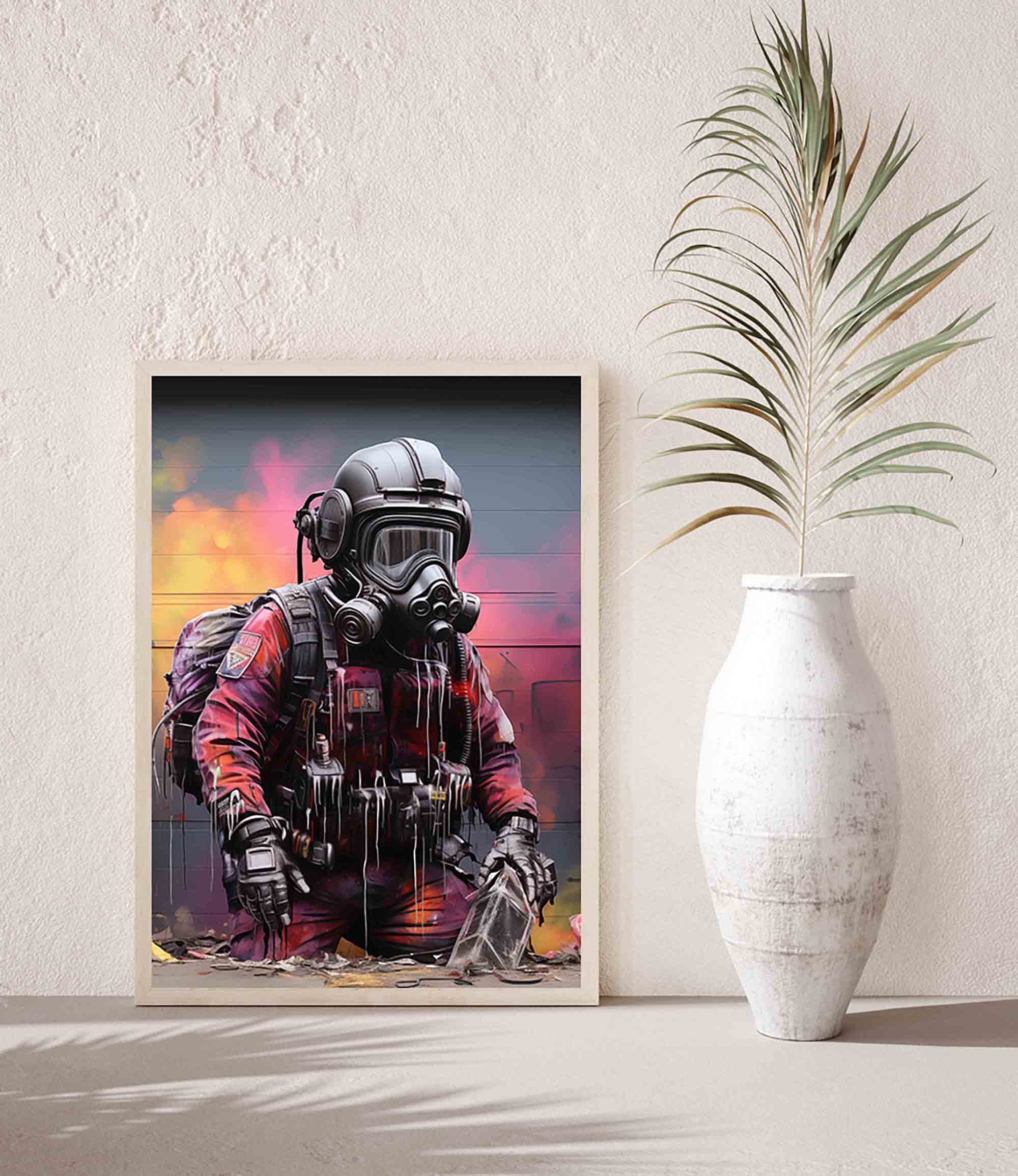 Firefighter Poster Firefighter Gift Wall Art Decor in Banksy Style ...