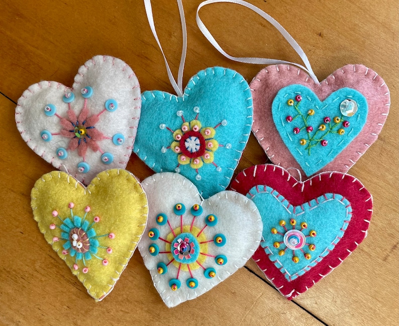 Felt Heart Shaped Ornaments - Etsy