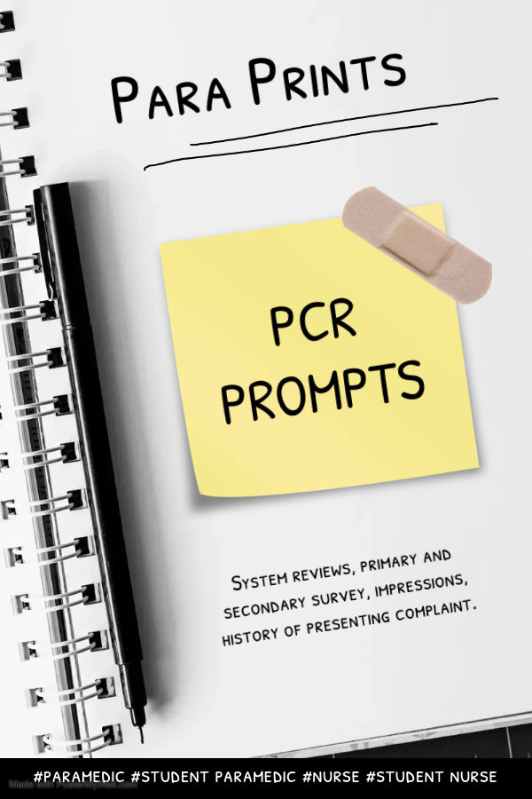 Student Paramedic Paperwork Prompts | Ambulance | Easy to Follow ...