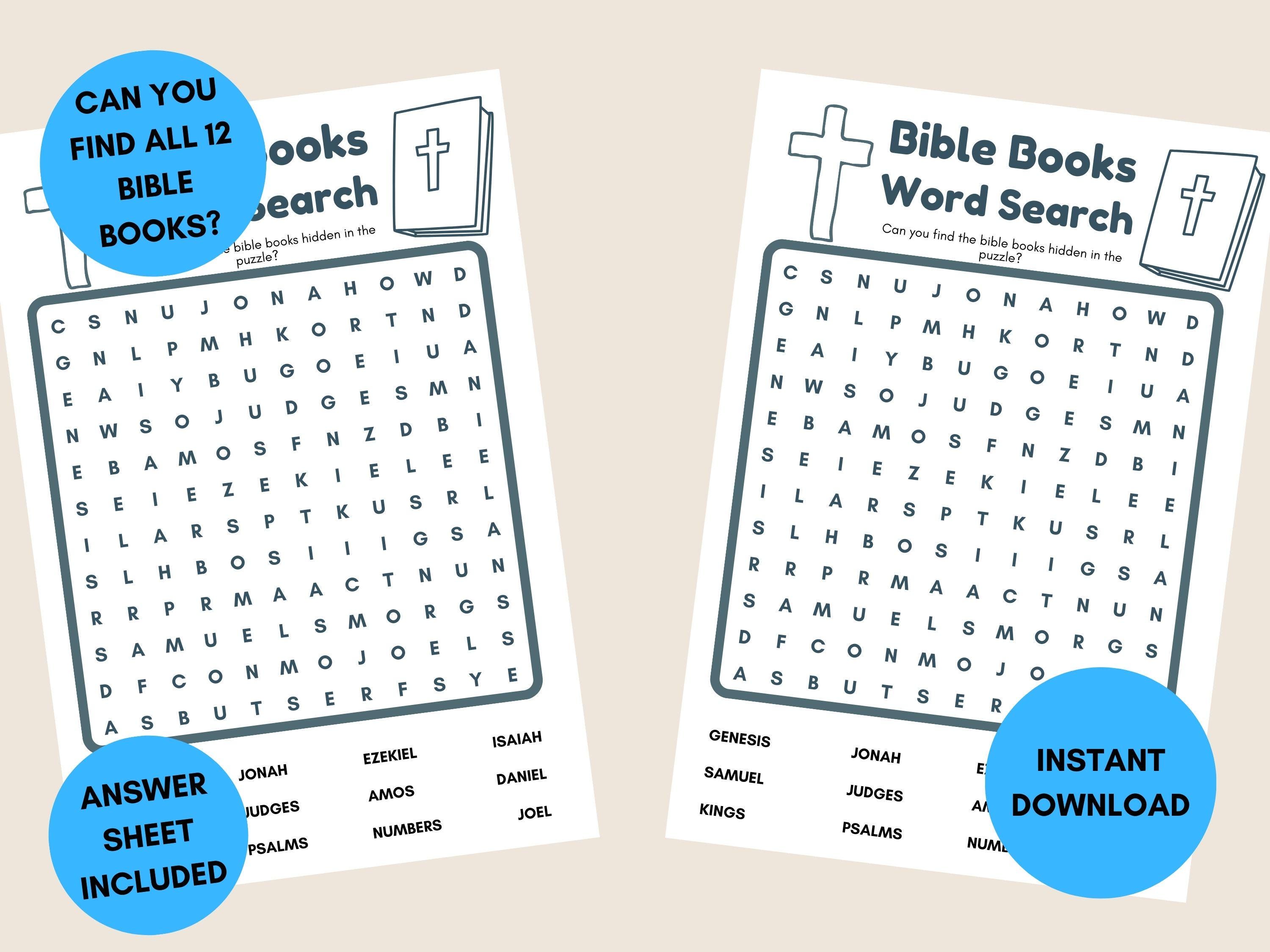 Bible Books Word Search Printable, Fun Puzzle for Bible Study, Perfect ...