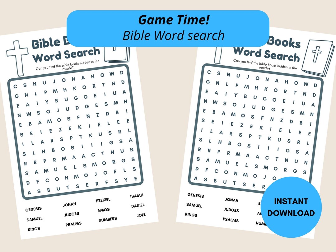 Bible Books Word Search Printable, Fun Puzzle for Bible Study, Perfect ...