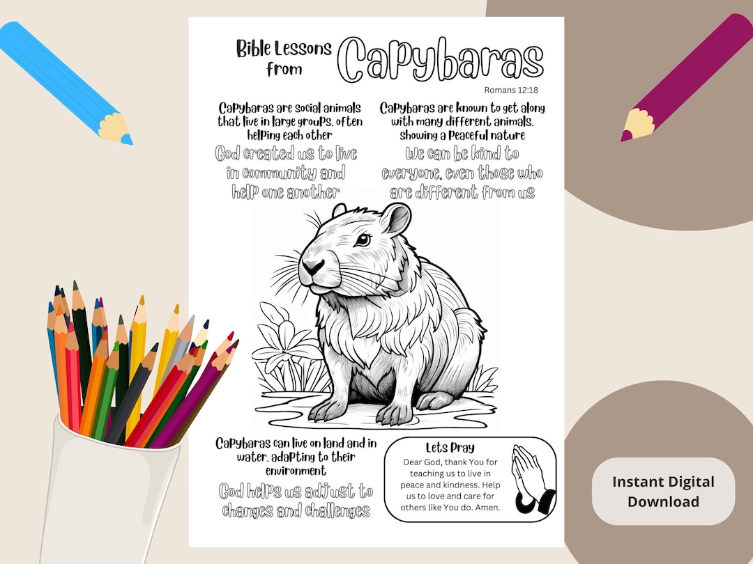 Capybaras Christian Bible Colouring Activity Sheets, Creative Sunday ...