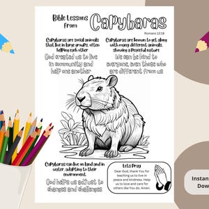 Capybaras Christian Bible Colouring Activity Sheets, Creative Sunday ...