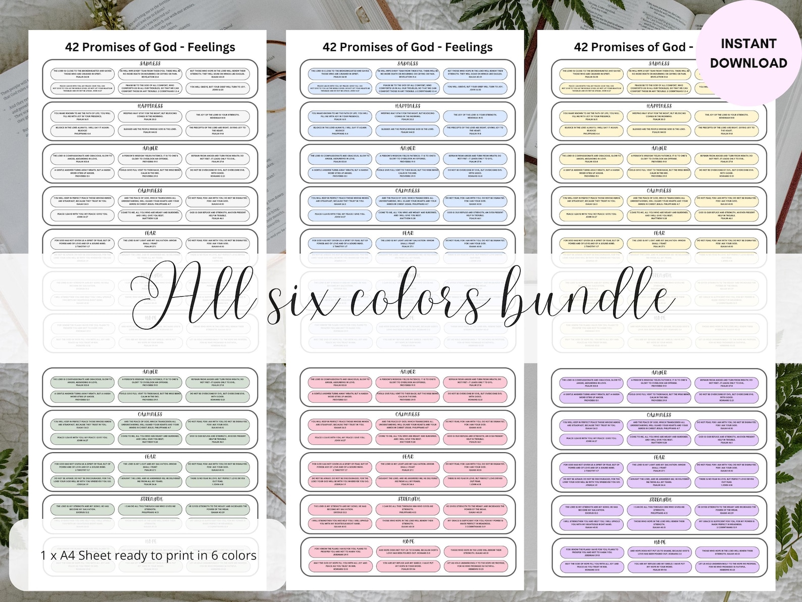 Biblical Promises Printable Color Bundle Healing Scripture Bibke Verses ...