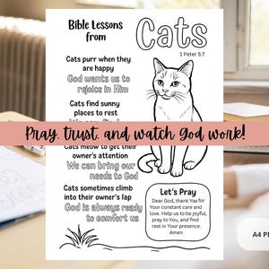 Bible Cats Coloring Page: Cute Christian Animals Artwork for Faith ...