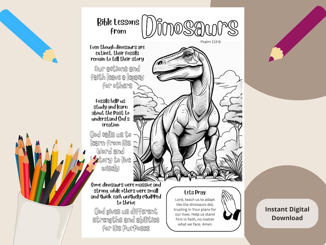 Dinosaurs Bible Activity Colouring Sheets for Kids, Engaging Sunday ...