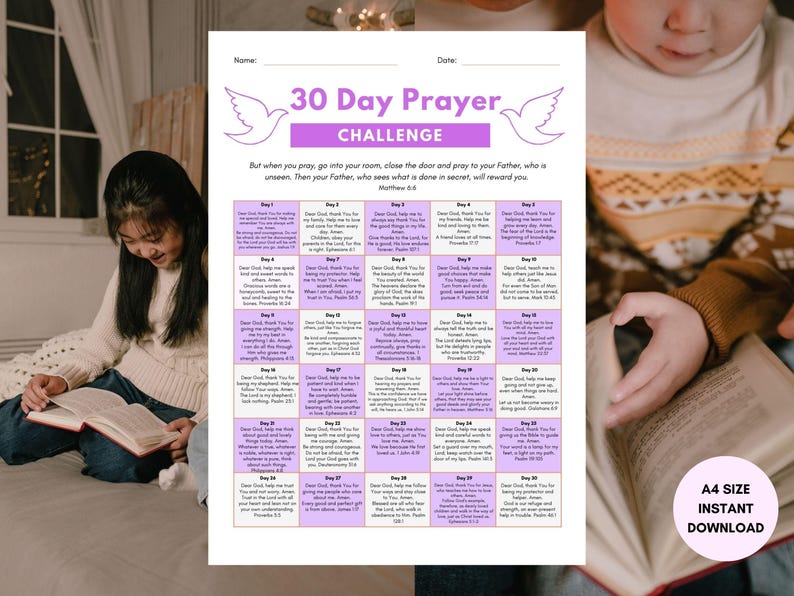 30 Day Prayer Challenge, Printable Prayer, Morning Prayer, Watch the Goodness of God Grow in ...
