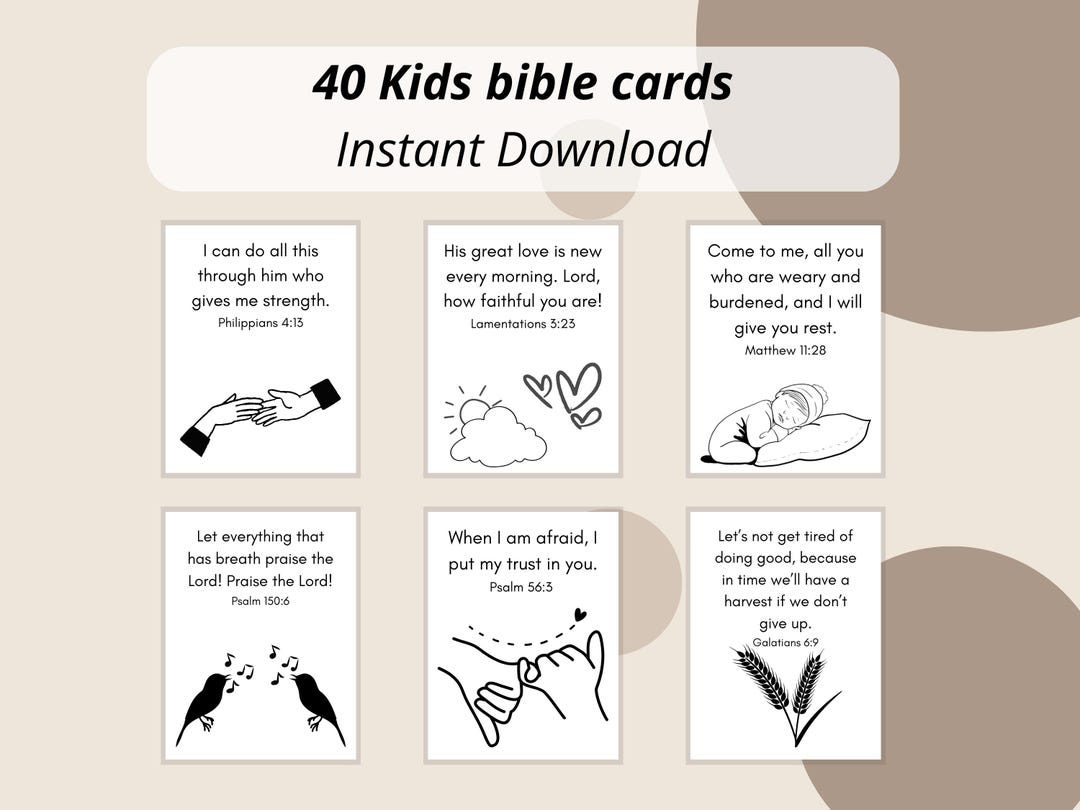 Kids Affirmation Bible Verse Cards for Positive Mindset, Inspirational ...