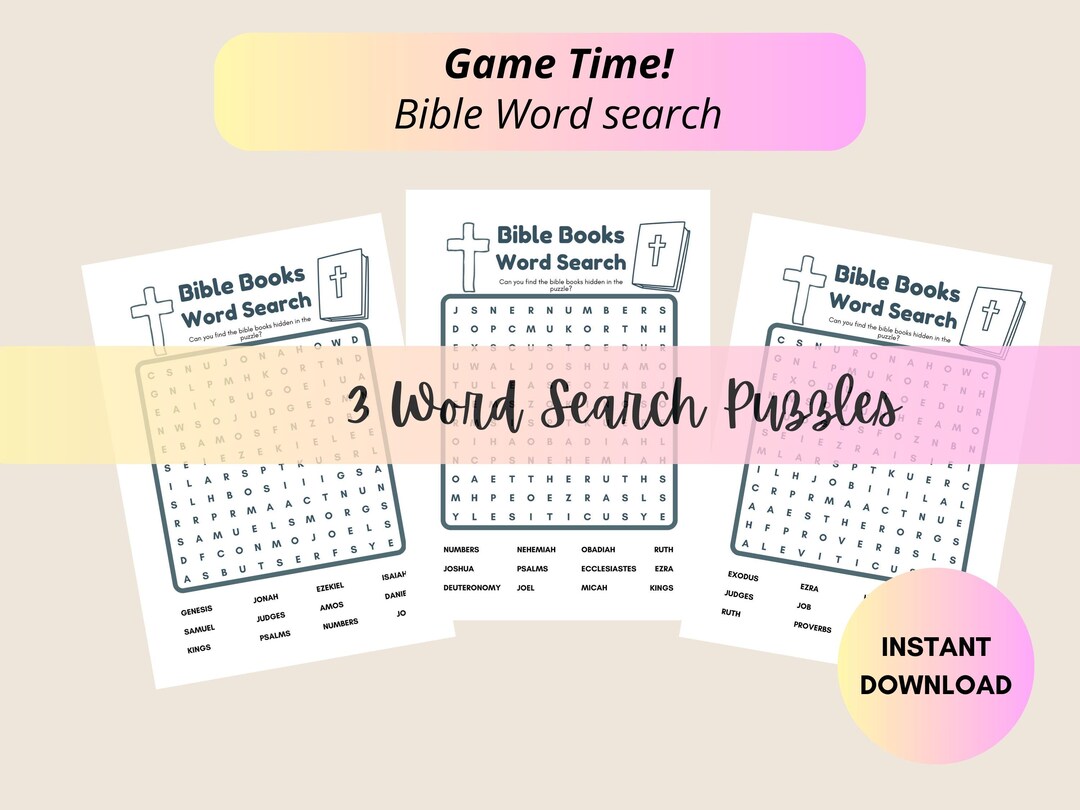 Bible Books Word Search Printable, Fun Puzzle for Bible Study, Perfect ...