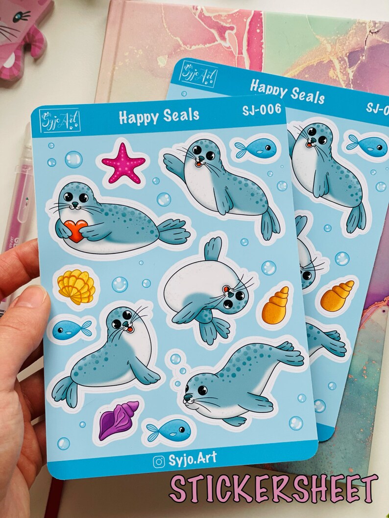 Happy Seals Sticker Sheet | High Quality Stickers | Cute Animal ...