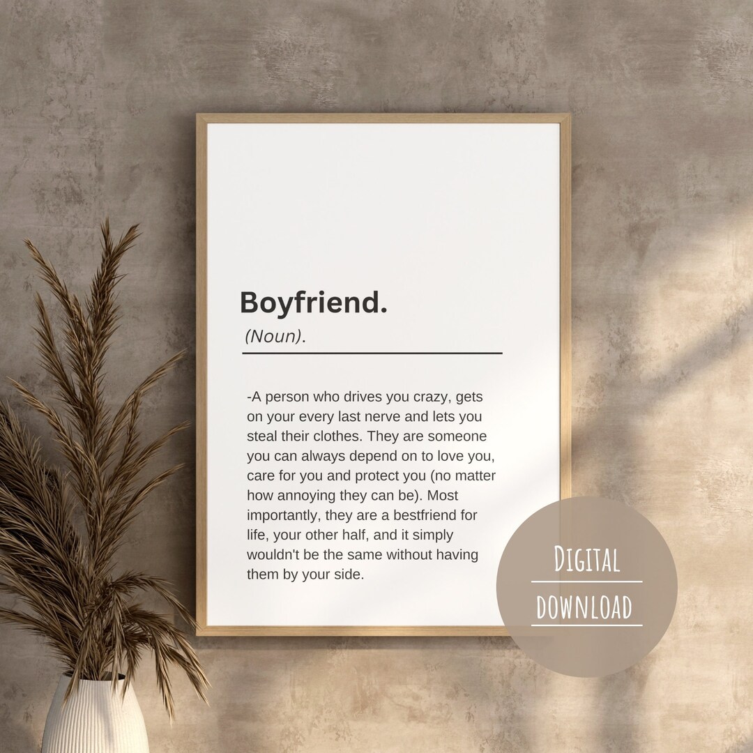 Boyfriend Definition Printable Wall Art, Digital Download Poster, Cheap ...