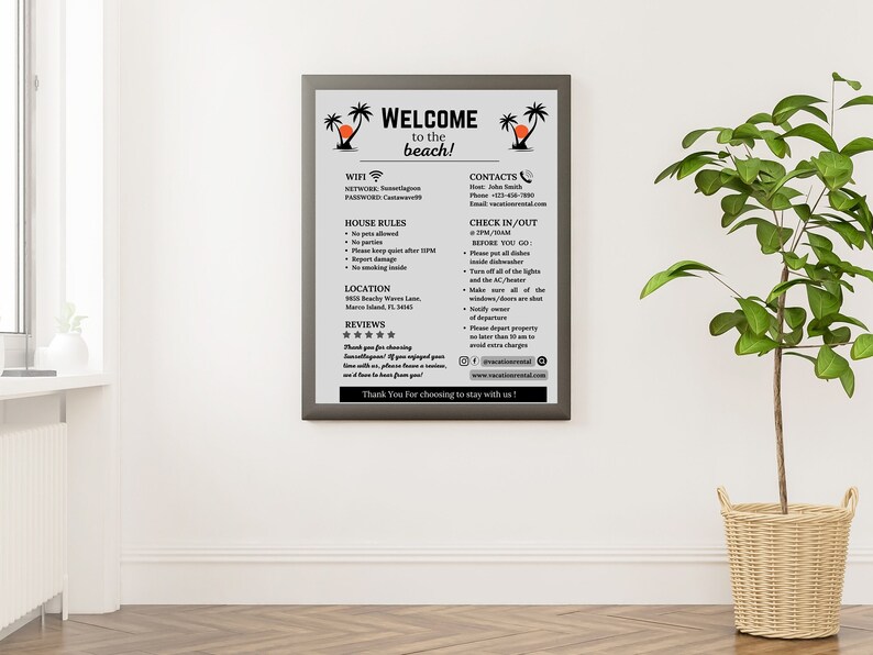 Welcome Sign for Airbnb Hosts, Vacation Rental Printable, Guest Arrival ...