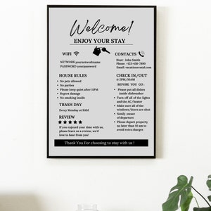 House Rules | Welcome Sign Template | Canva Template | Wifi Info Sheet ...