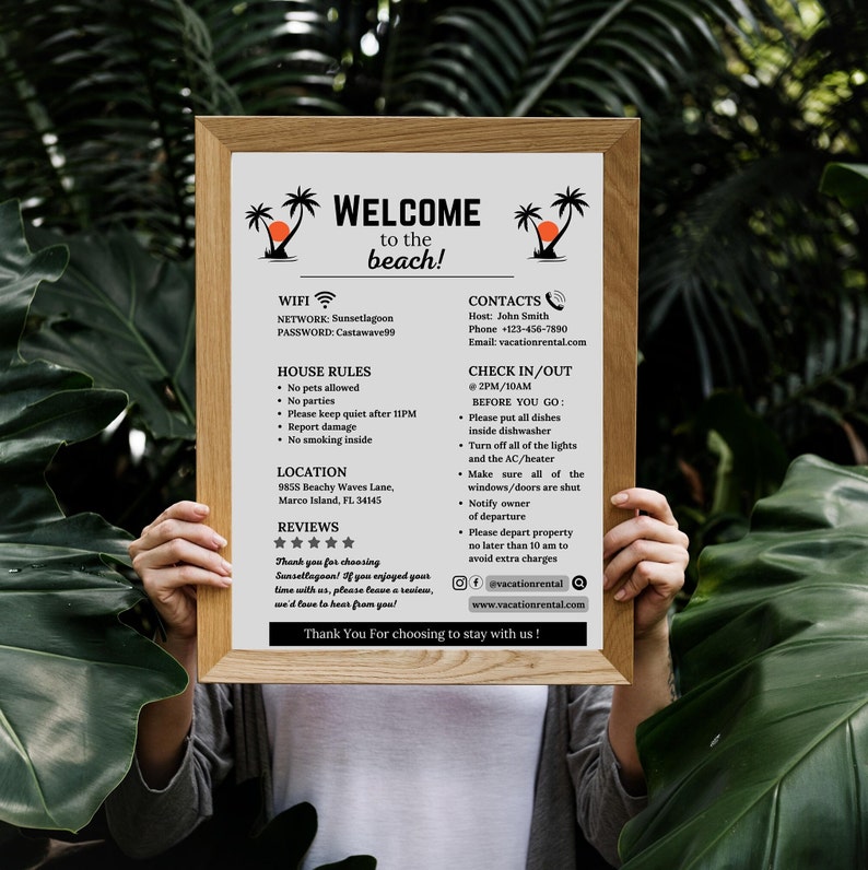 Welcome Sign for Airbnb Hosts, Vacation Rental Printable, Guest Arrival ...