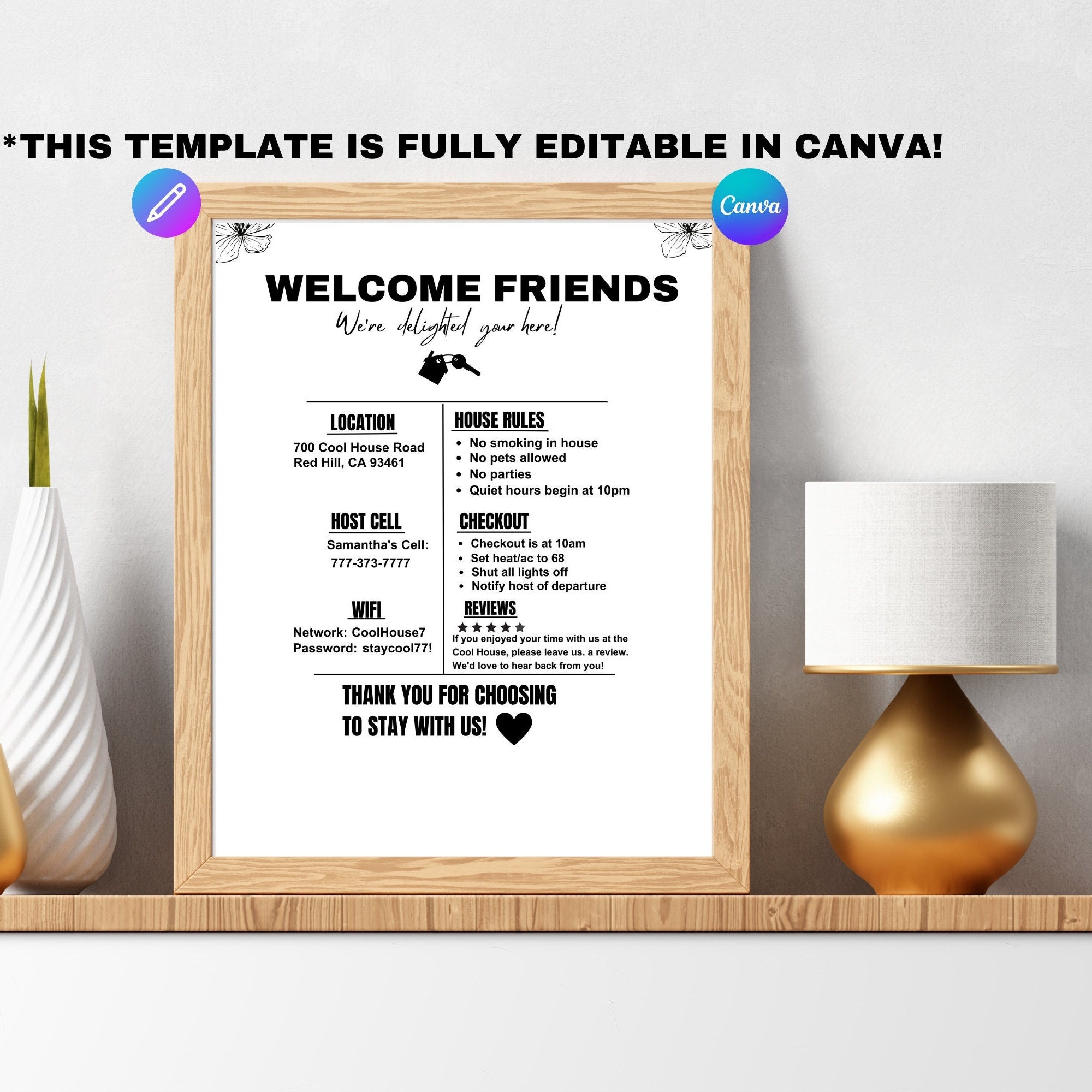 House Rules | Airbnb Welcome Sign | Digital Download | Wifi Info ...