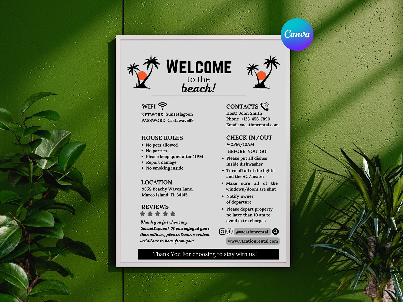Welcome Sign for Airbnb Hosts, Vacation Rental Printable, Guest Arrival ...