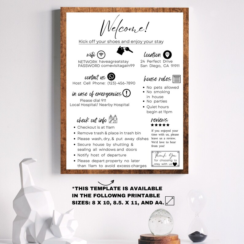 Airbnb Welcome Sign Vacation Rental Printable Editable - Etsy