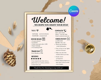 House Rules Welcome Sign Template Canva Template Wifi - Etsy