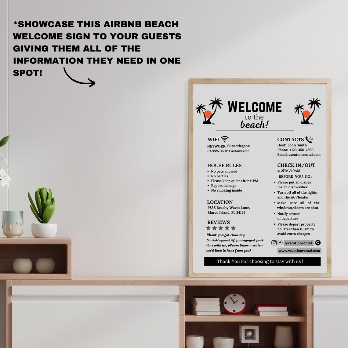 Welcome Sign for Airbnb Hosts, Vacation Rental Printable, Guest Arrival ...