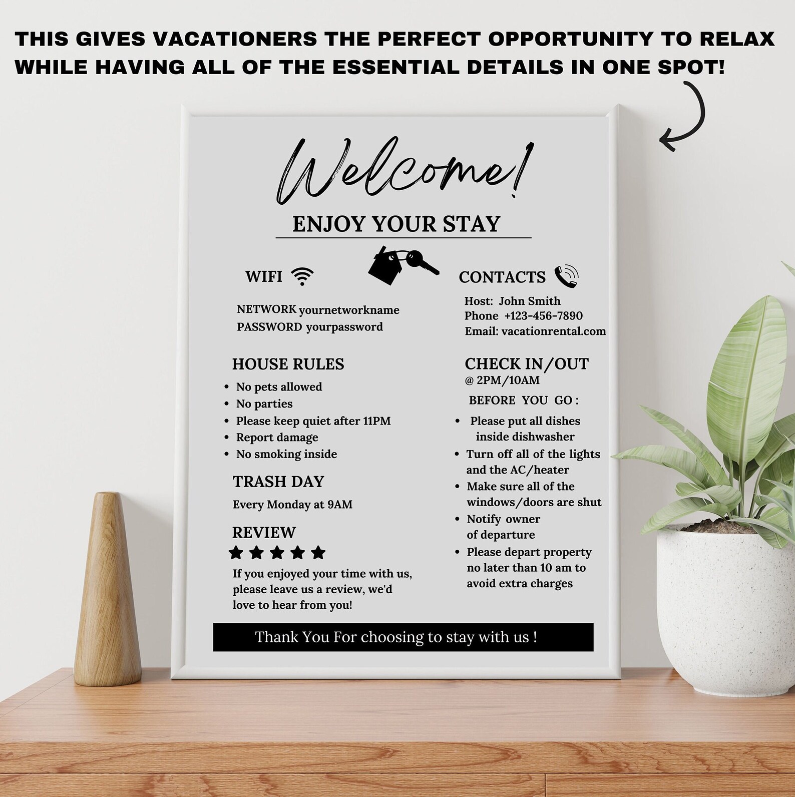 House Rules | Welcome Sign Template | Canva Template | Wifi Info Sheet ...
