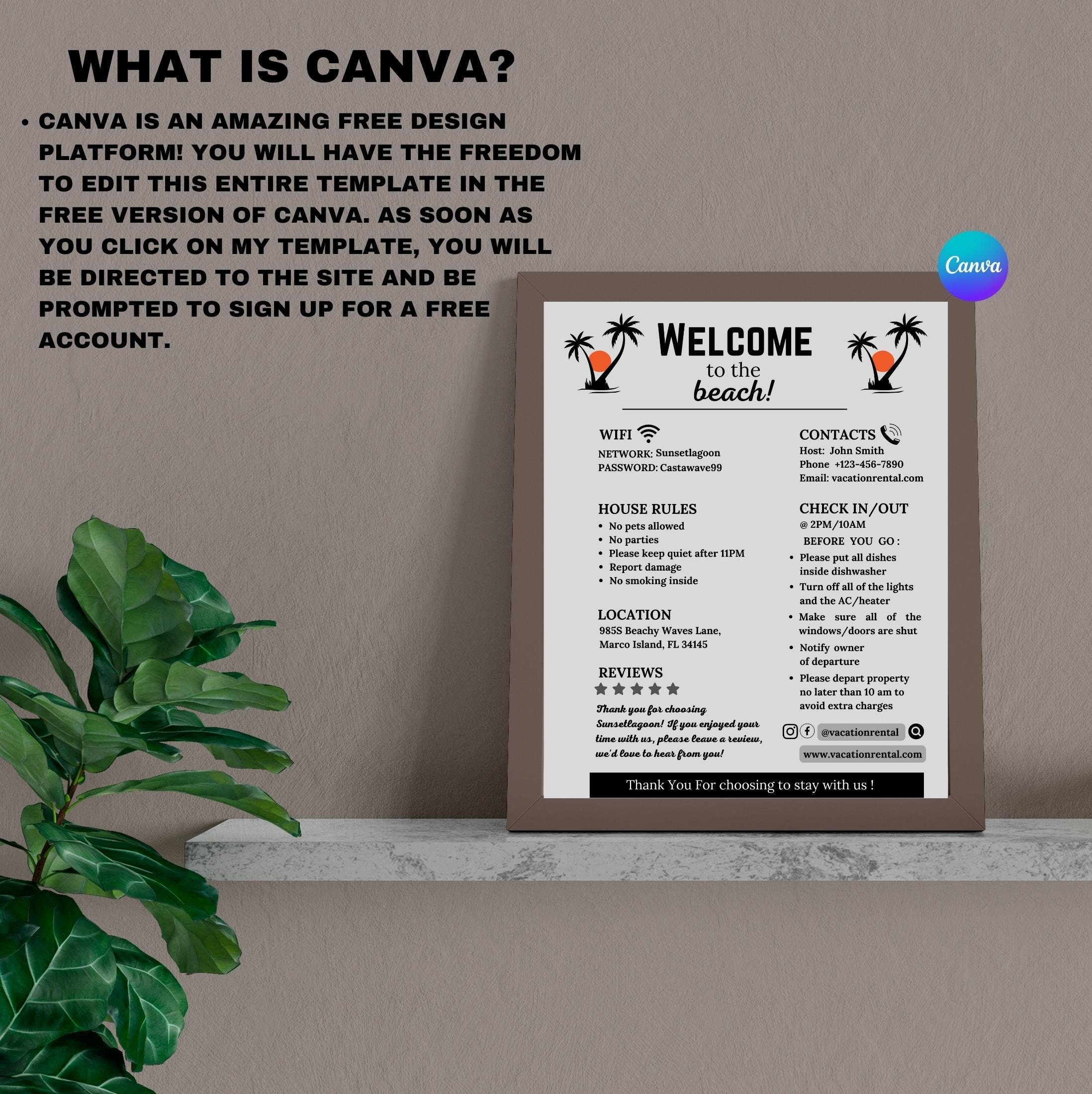 Welcome Sign for Airbnb Hosts, Vacation Rental Printable, Guest Arrival ...