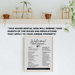 House Rules | Welcome Sign Template | Canva Template | Wifi Info Sheet ...