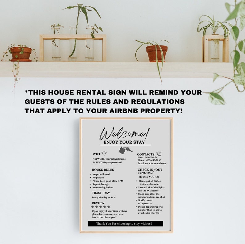 House Rules | Welcome Sign Template | Canva Template | Wifi Info Sheet ...
