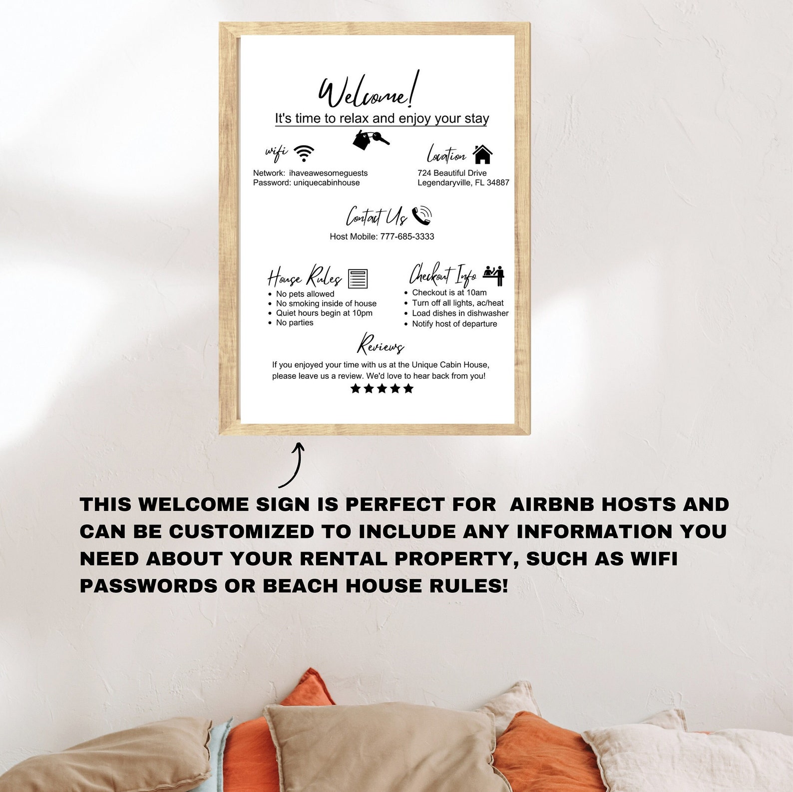 Welcome Sign for Airbnb Hosts | Guest Arrival Poster | Vacation Rental ...