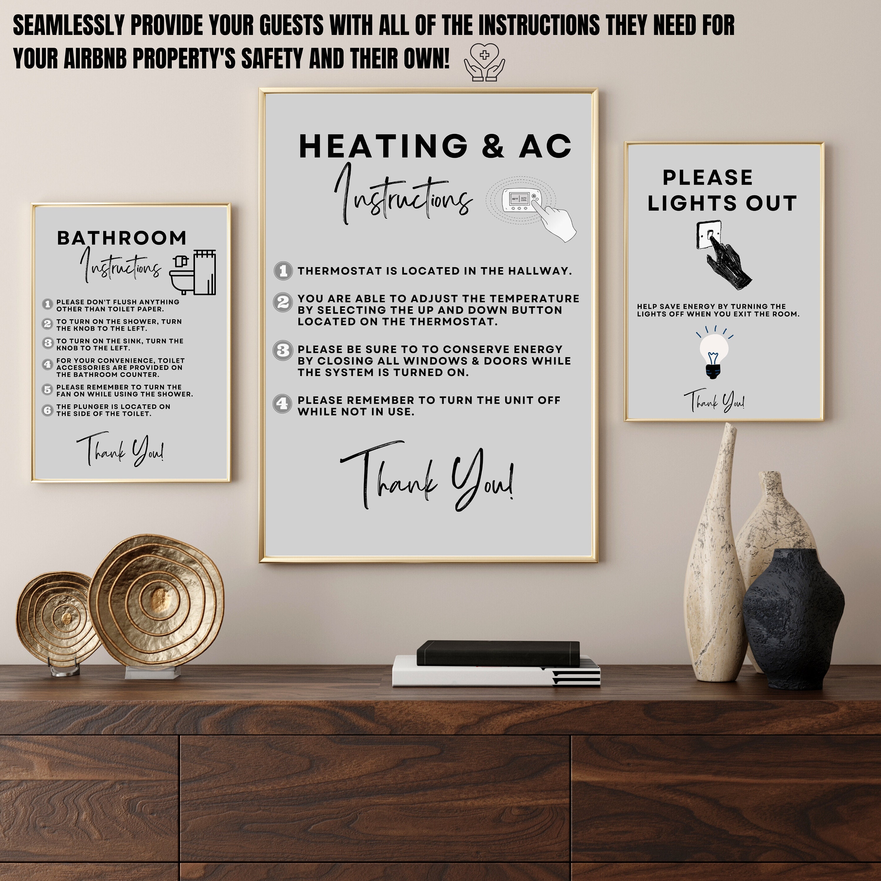 Airbnb Sign Bundle Template, Airbnb Signage, Vacation Rental, Wifi Sign ...