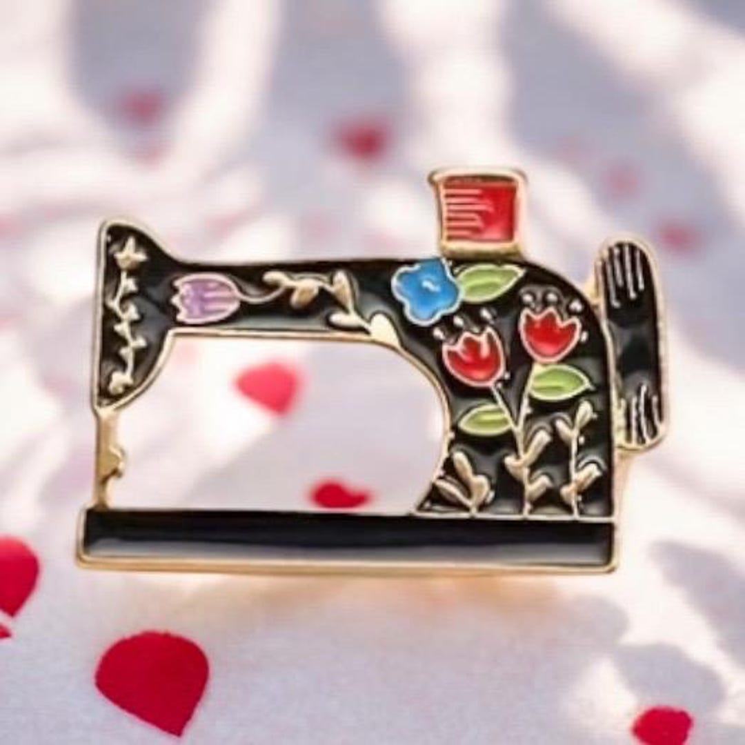 Vintage Sewing Machine Enamel Pin Badge | Pin Collection | Flowers ...