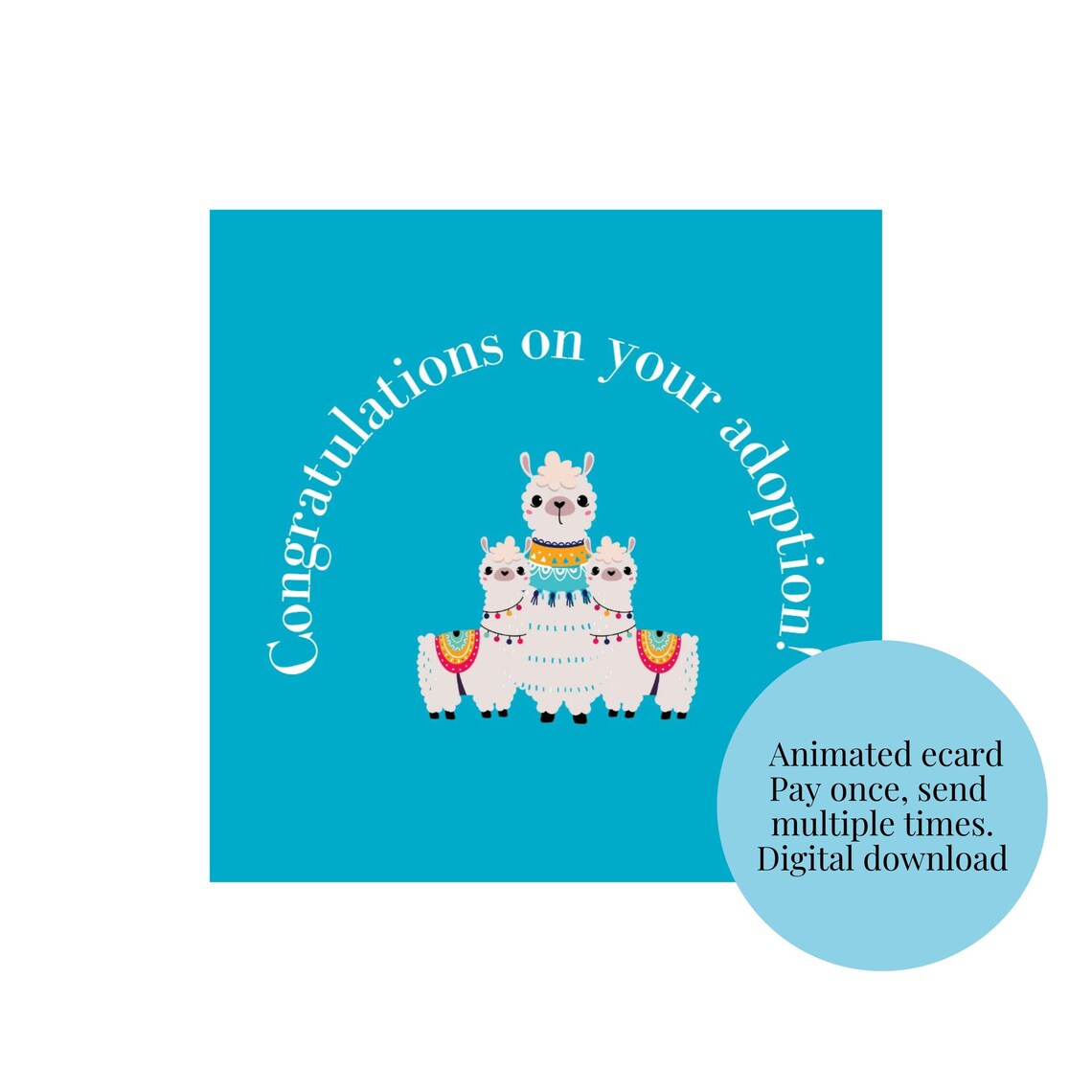 Congratulations on Your Adoption Animated E-card 1 Becomes 3, Blue ...