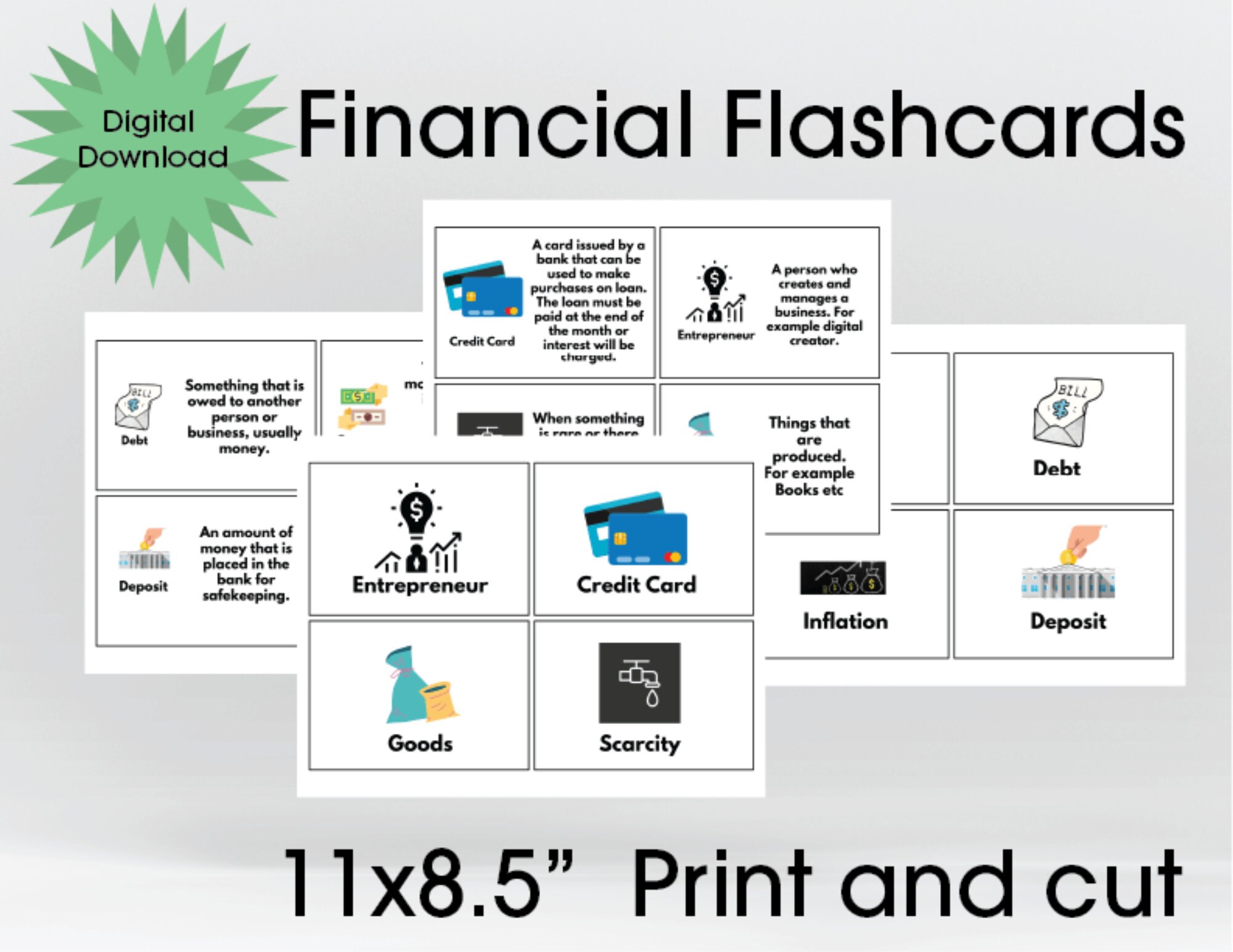 Financial Flash Cards With Some Examples - Etsy