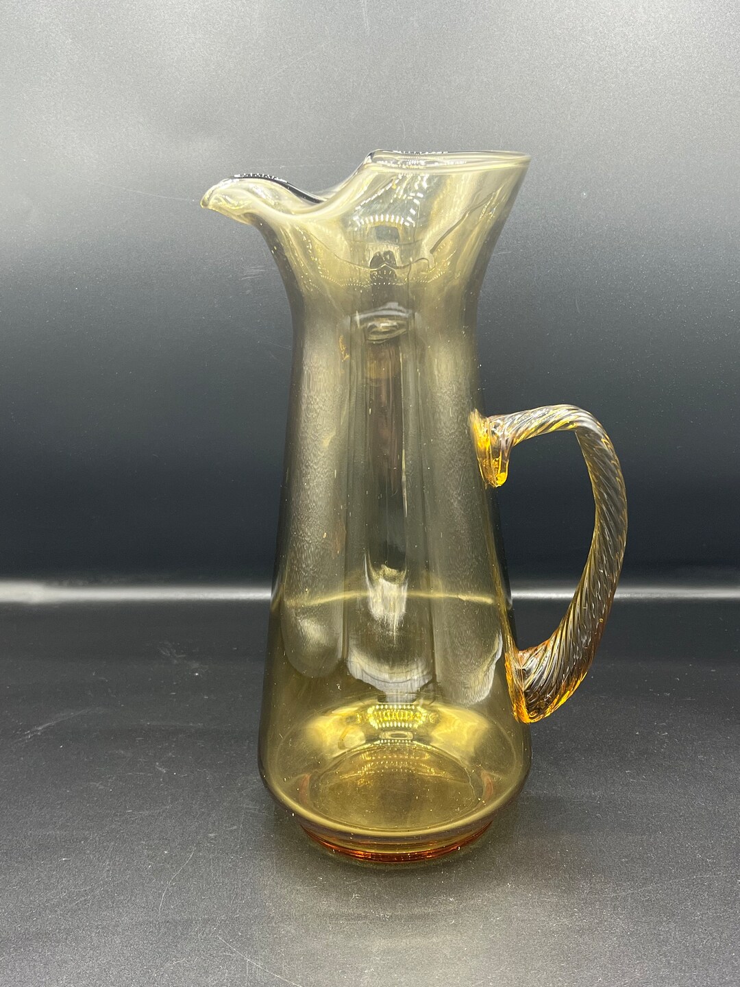 Amber Glass Cocktail/water Pitcher With Twisted Applied Handle - Etsy