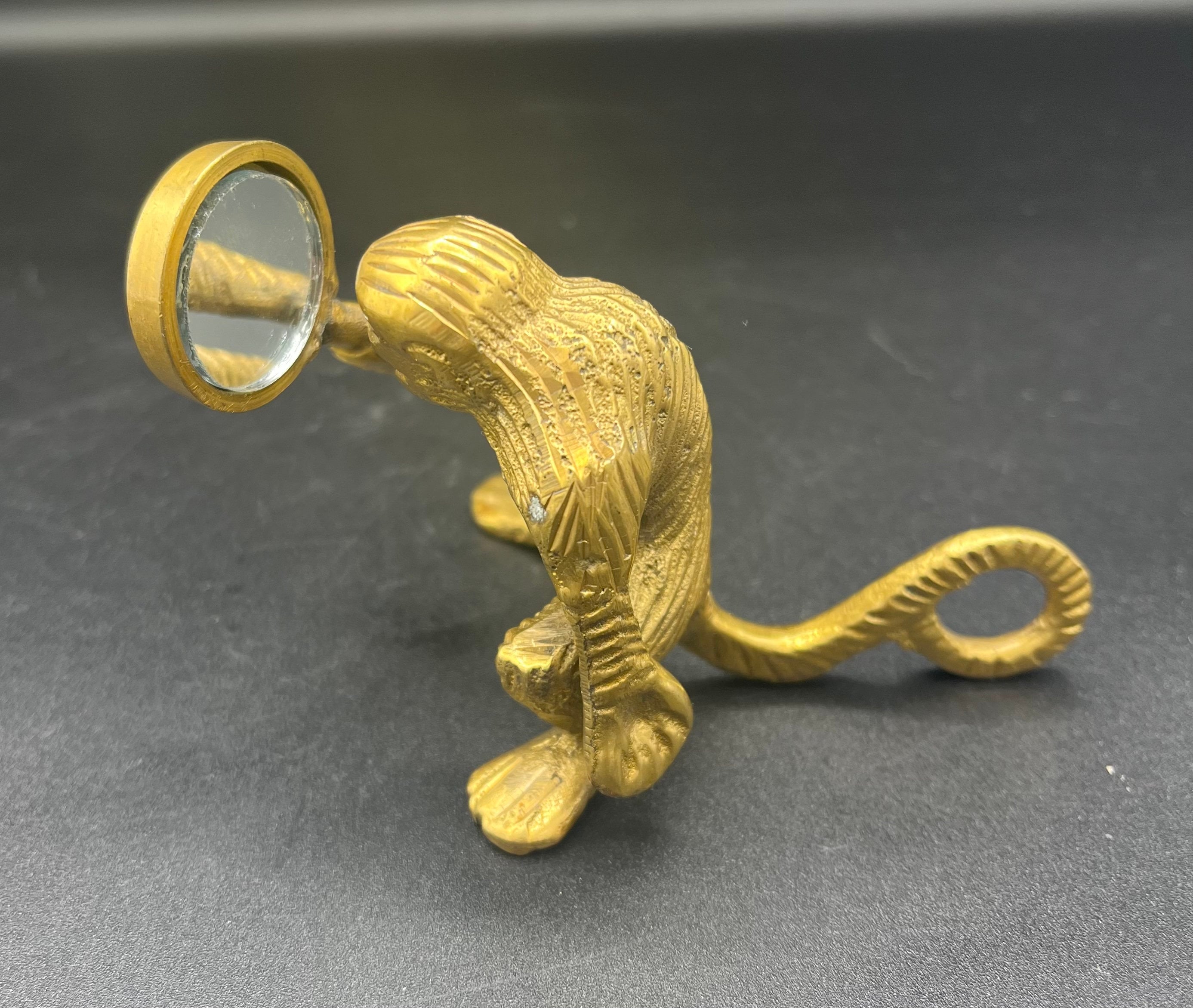 Vintage Brass Monkey Figurine With Mirror - Etsy