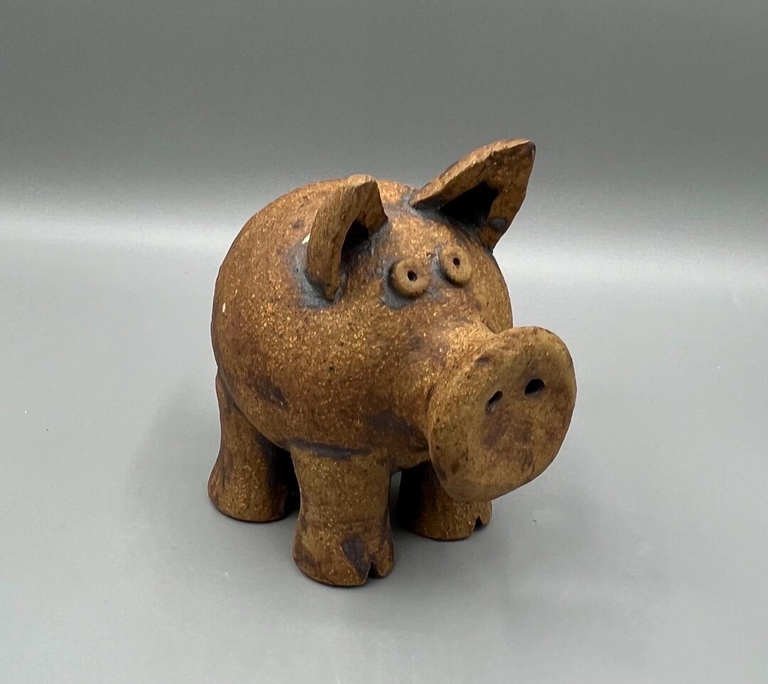 Handmade Studio Pottery Pig Figurine Sculpture - Etsy