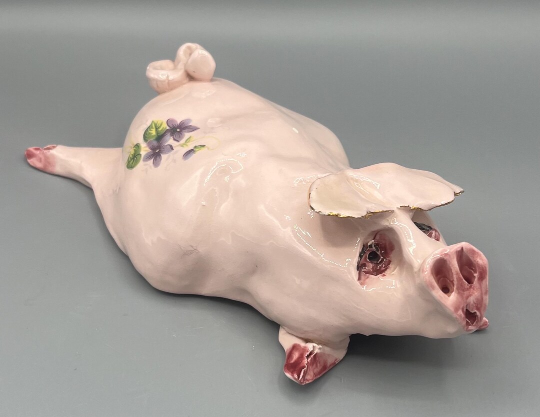 Handmade Pink Ceramic Pig Figurine Sculpture Kitsch - Etsy