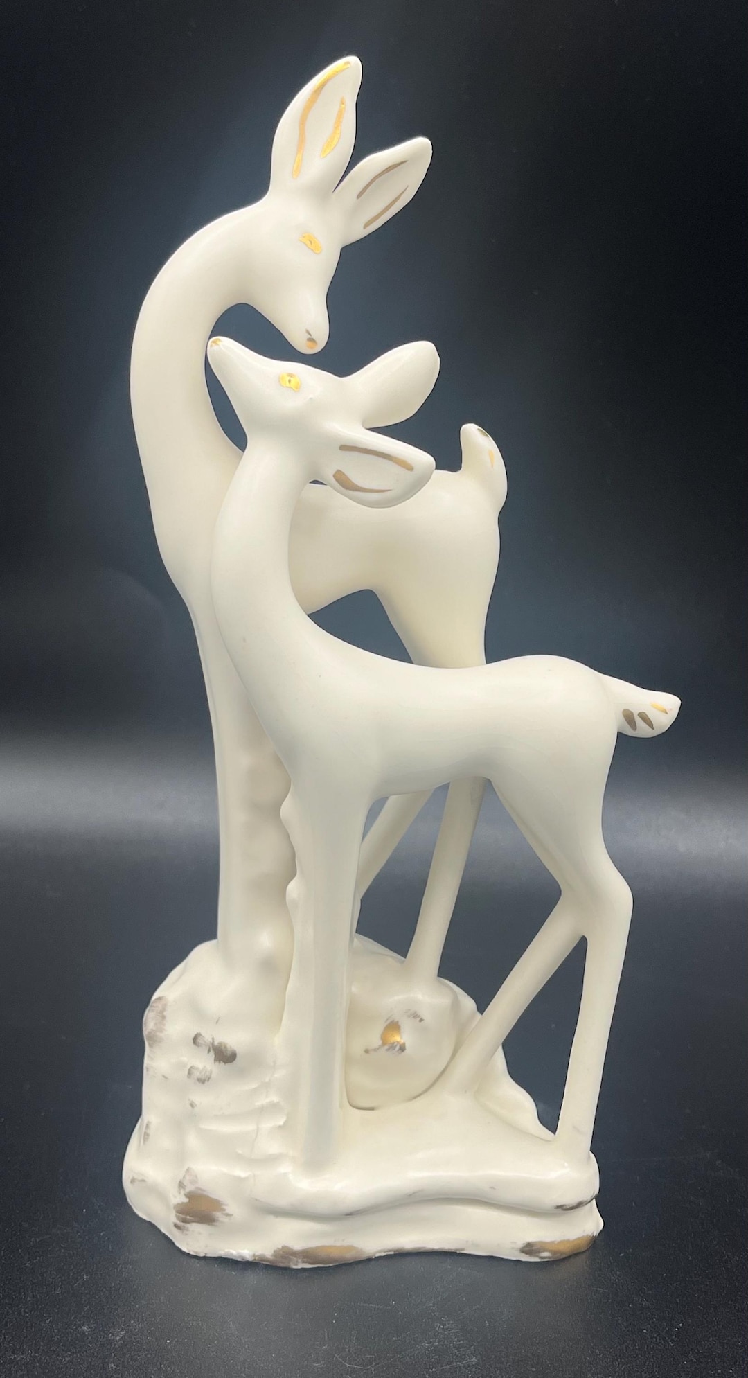 Vintage Ivory and Gold Deer Matte Ceramic Figurine 1950s - Etsy