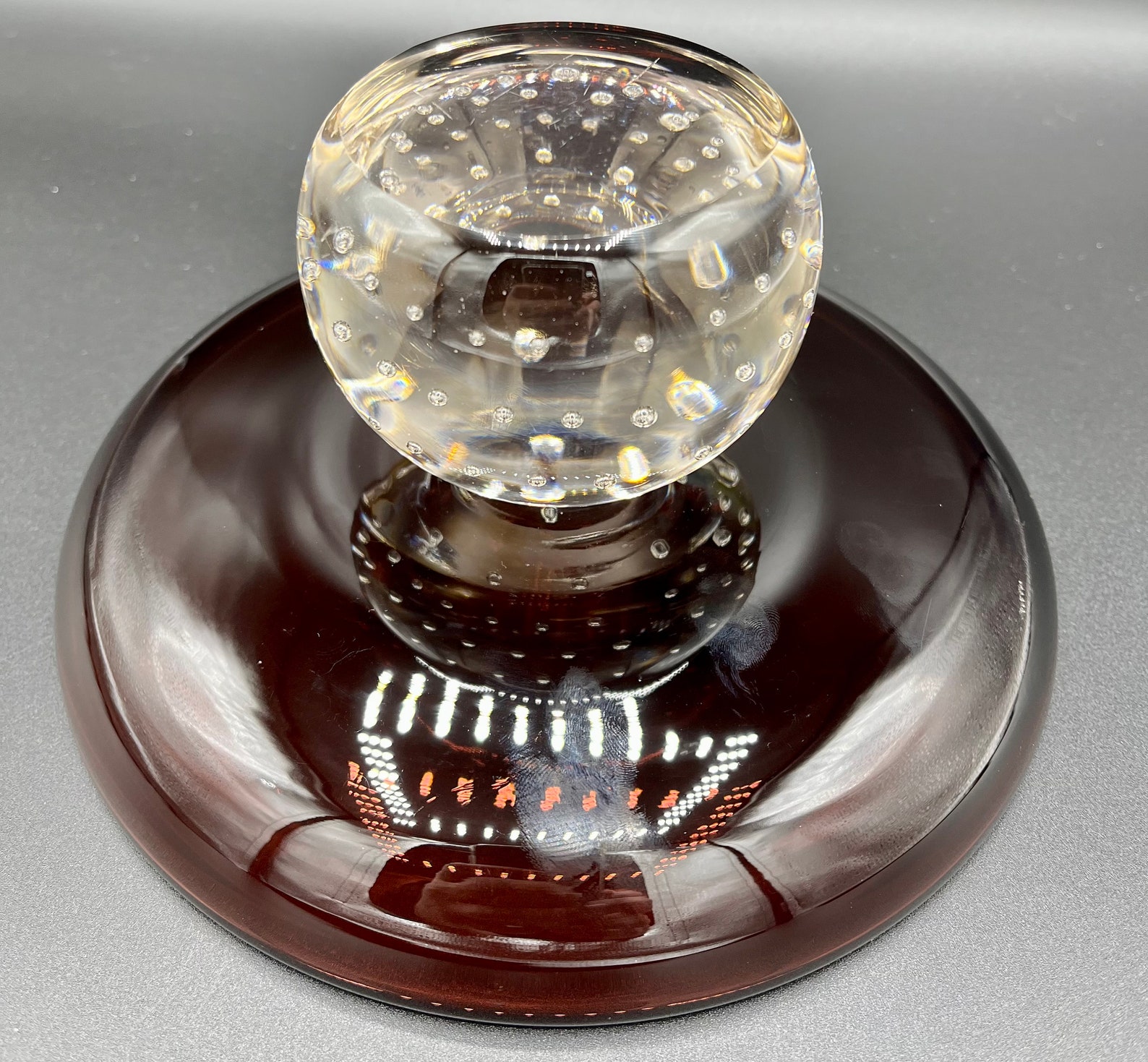 Erickson Art Glass Compote Paperweight Base With Controlled Bubbles - Etsy