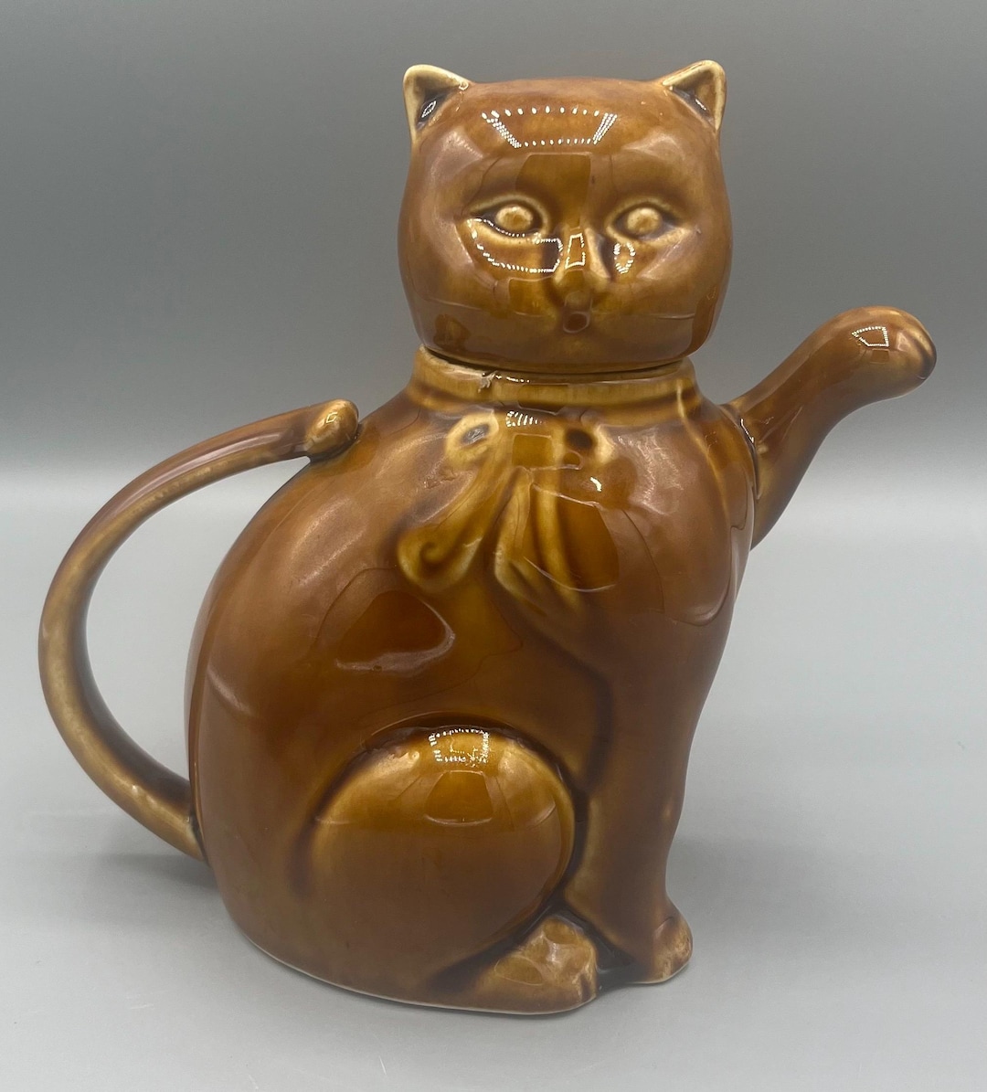 Vintage Brown Cat Pitcher Creamer Glazed - Etsy