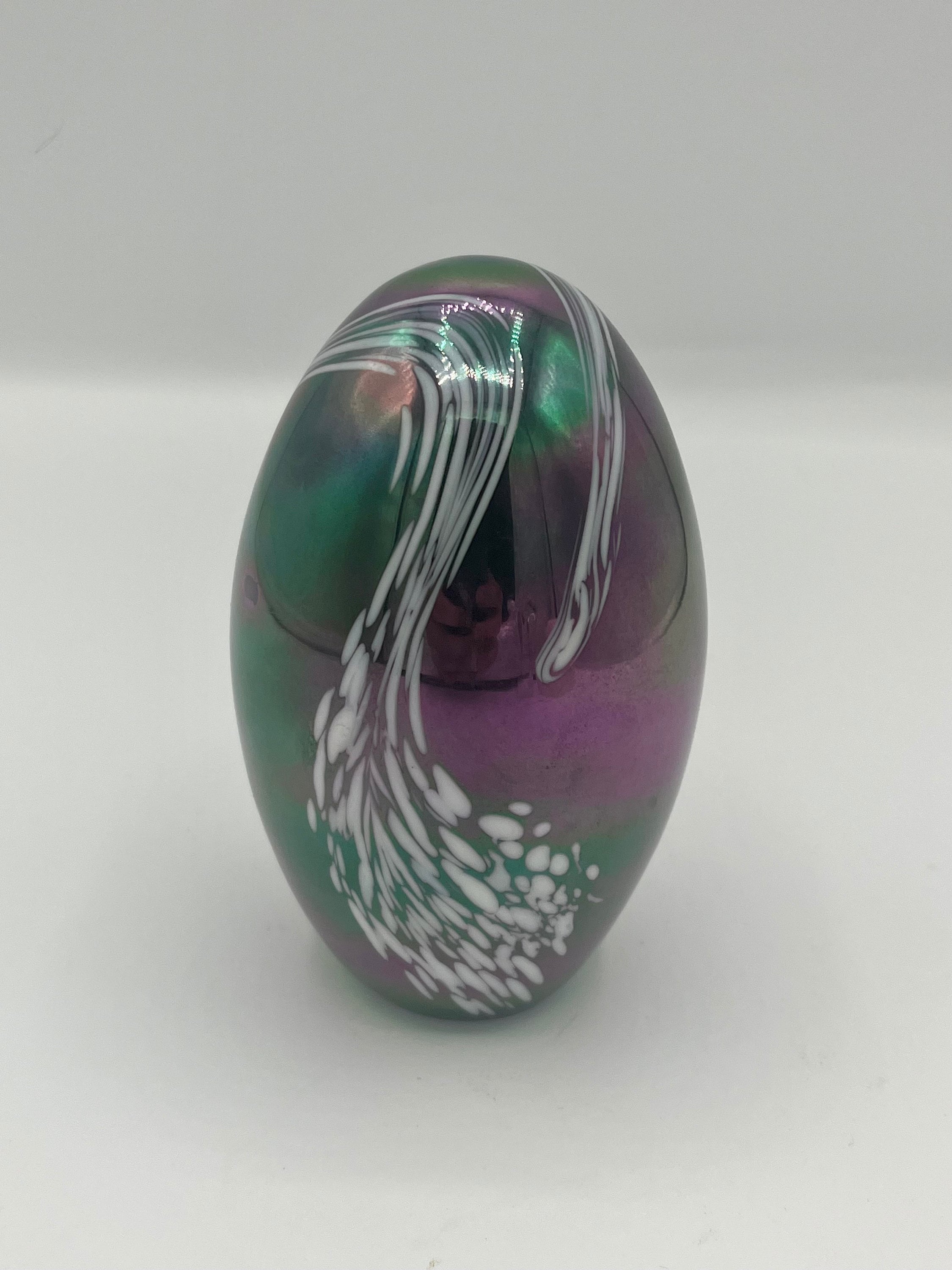 Iridescent Egg Shaped Art Glass Paperweight - Etsy
