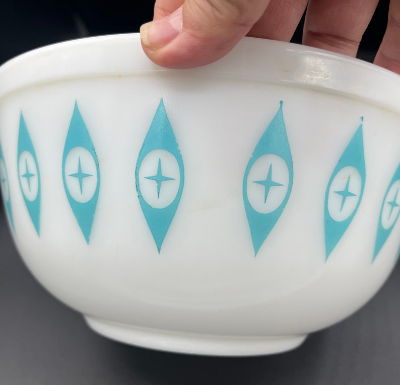 RARE Pyrex Atomic Eyes Bowl, Turquoise and White Pyrex 403 - Etsy
