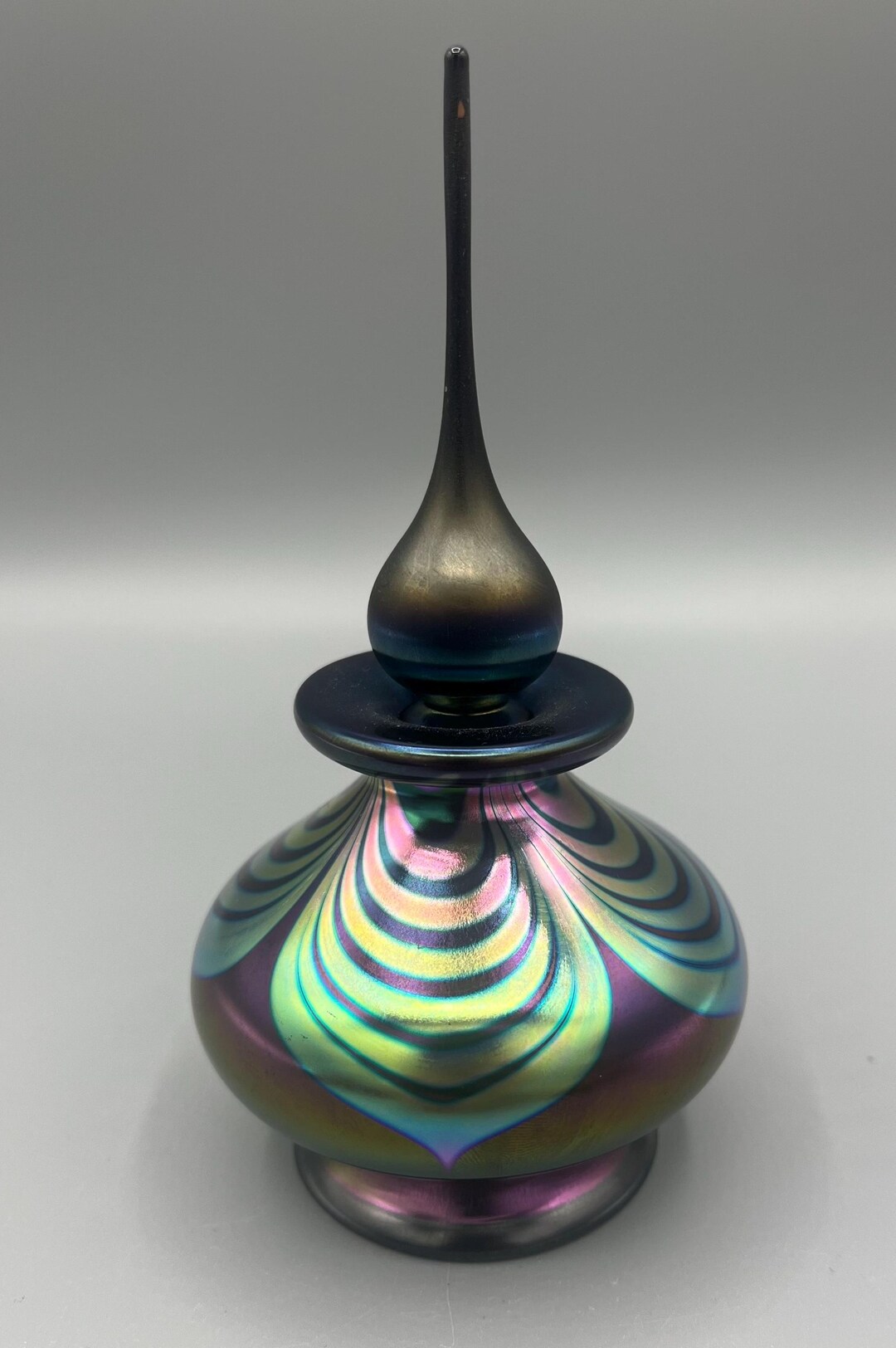 Stuart Abelman Iridescent Perfume Bottle With Stopper 1987 Signed Glass ...