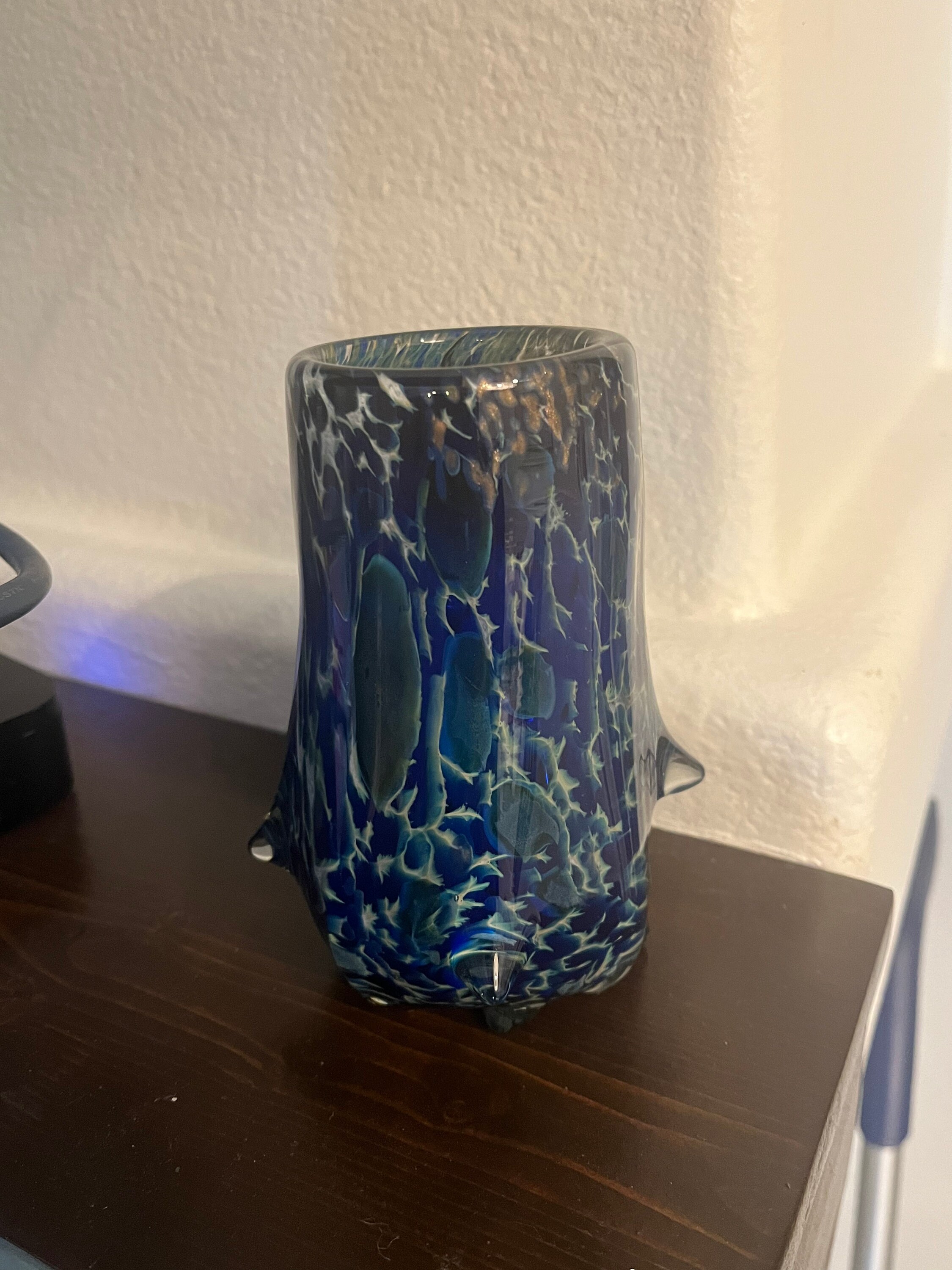 Spiked Art Glass Vase Deep Blue - Etsy