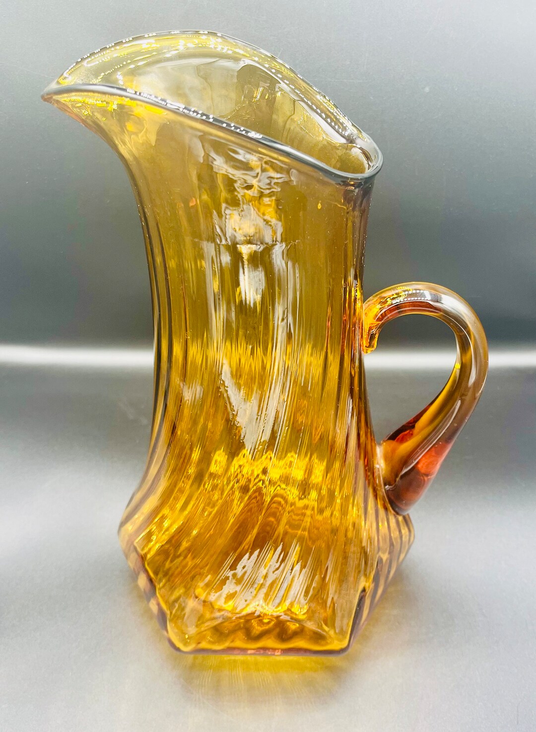 Fenton Pitcher Colonial Amber Optic Glass - Etsy