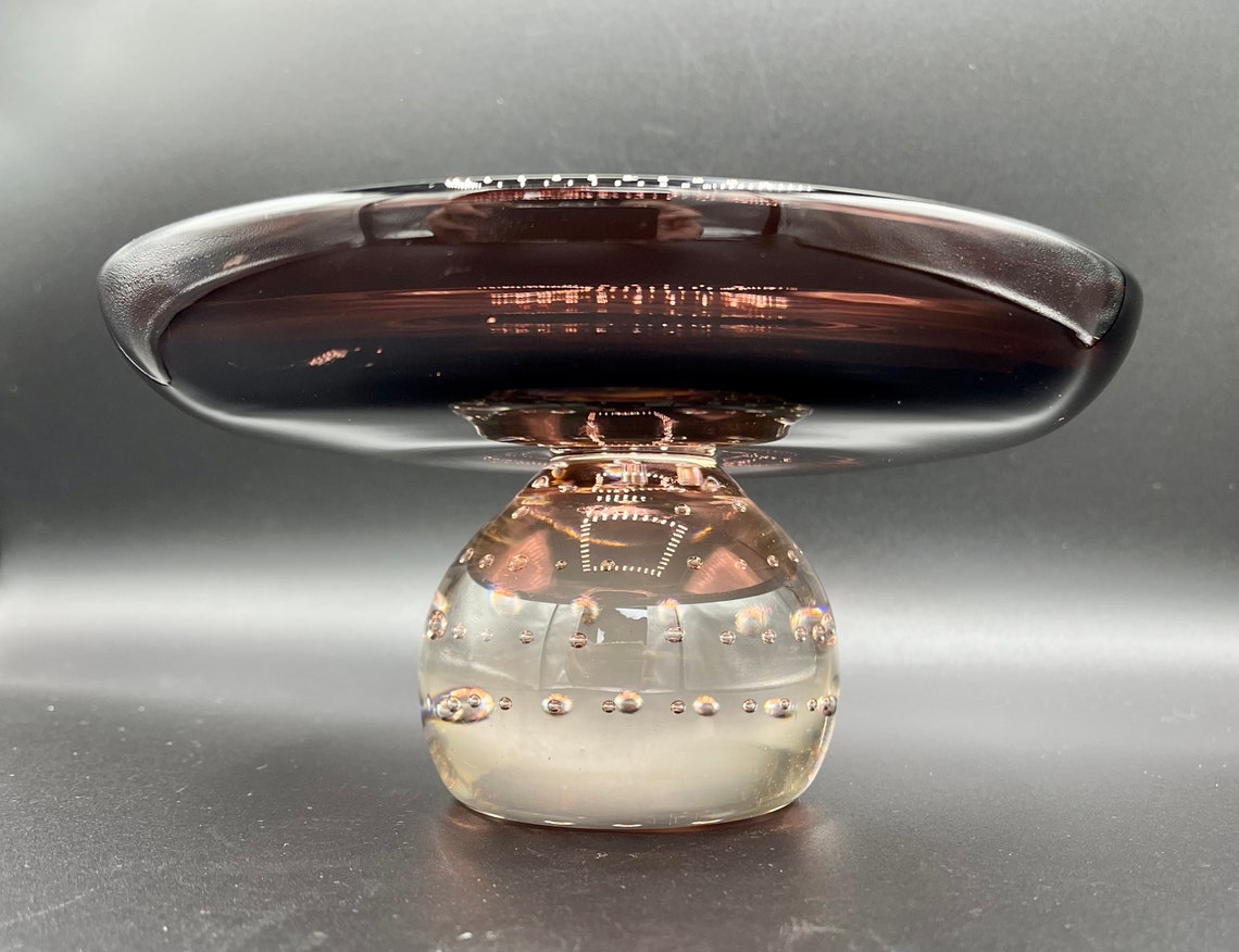 Erickson Art Glass Compote Paperweight Base With Controlled Bubbles - Etsy