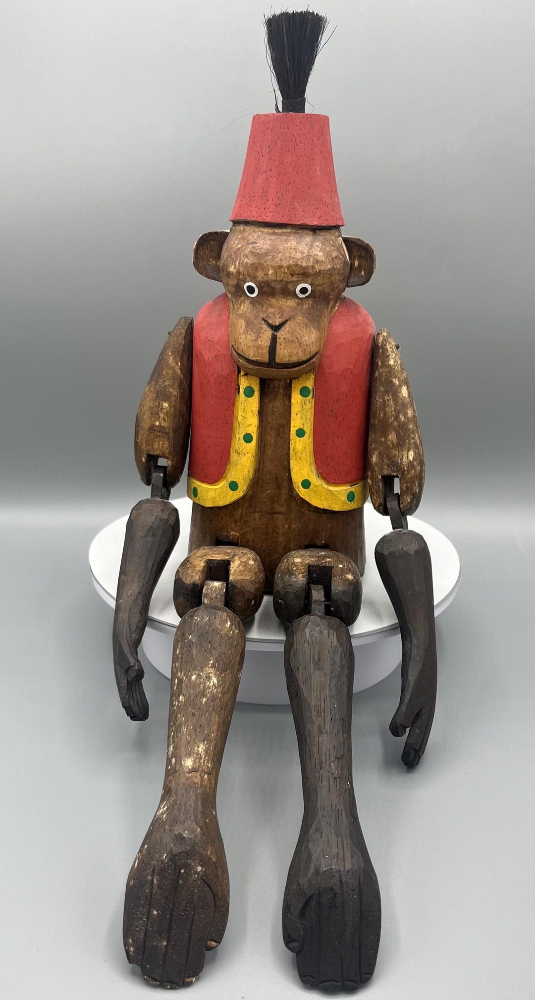 Wooden Hand Carved Monkey Bell Boy Fez Shelf Sitter Figurine - Etsy