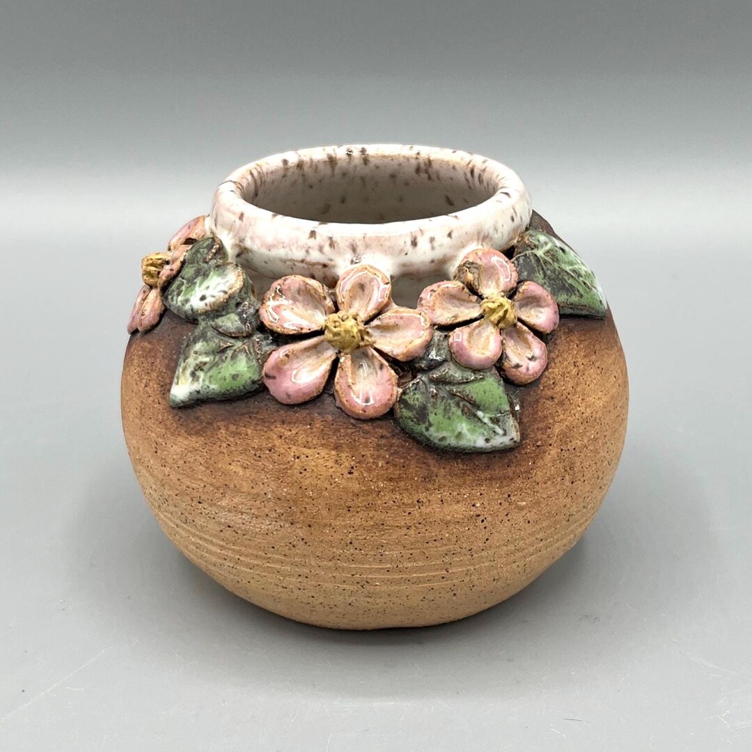 Old Patagonia Pottery Applied Floral Cut Out Vase, Vintage 1988 - Etsy