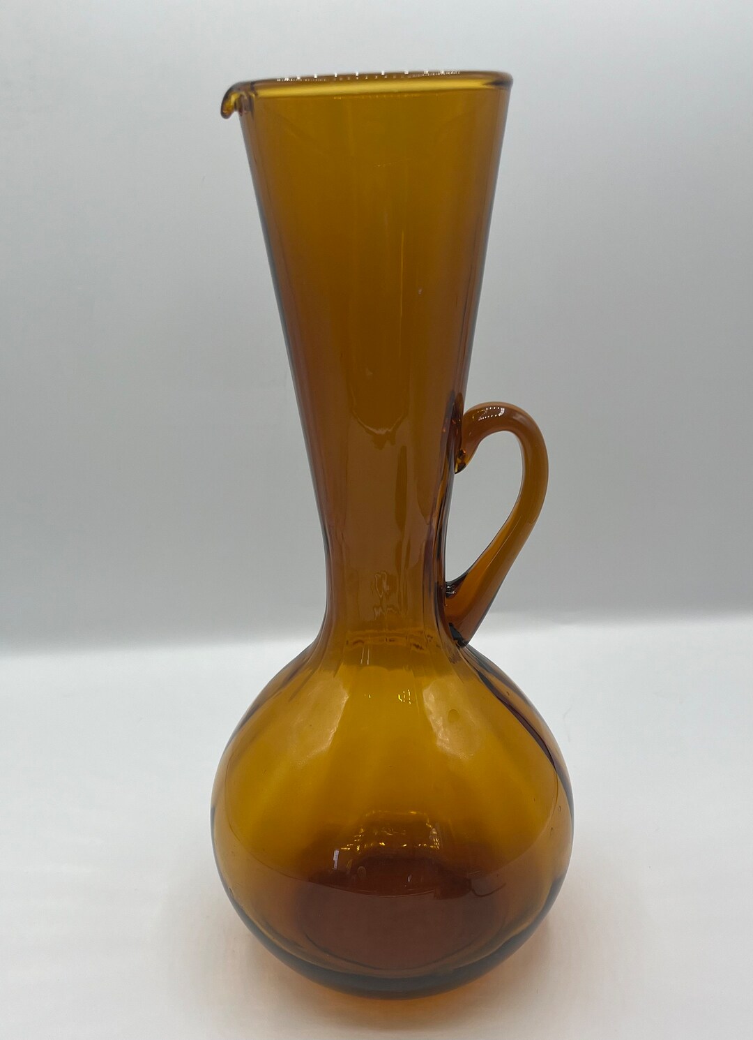 Amber Glass Bulb Base Pitcher With Applied Handle - Etsy