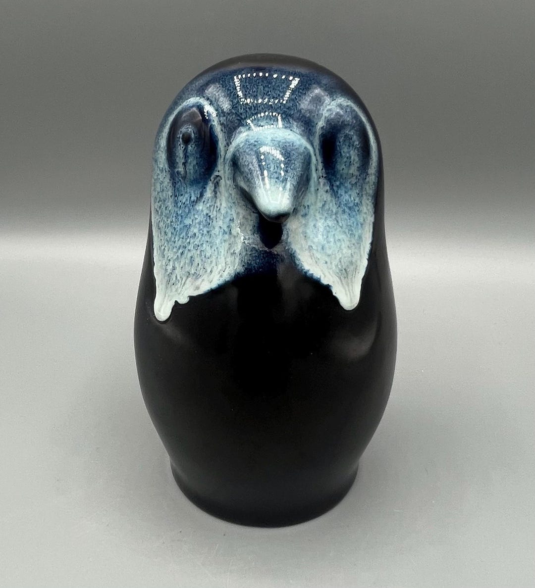 Vintage Ikea Pottery Penguin Figurine Blue and Black Drip Glaze Sweden ...