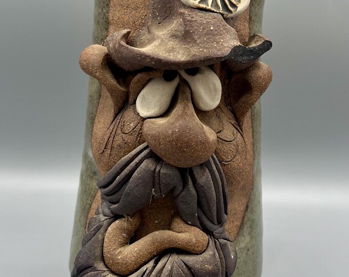 Funny Face Large Mug Stoneware Pottery Signed Mahon - Etsy